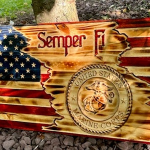 USMC Wooden Flag: Rustic American Flag, Marines Corps Logo - Etsy