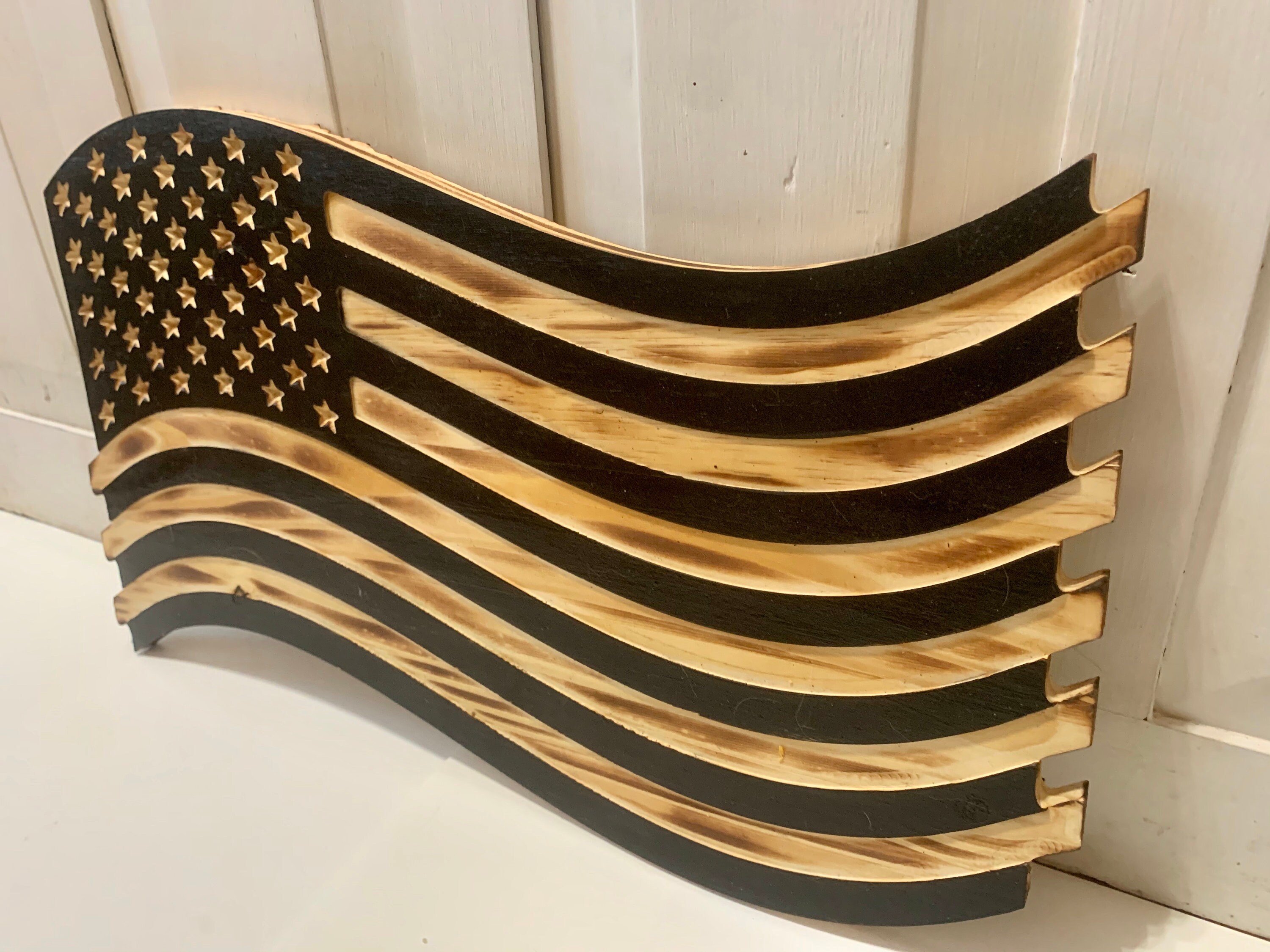 Wooden American Flag Black Wavy Flag US WAVY FLAGS Wavy - Etsy