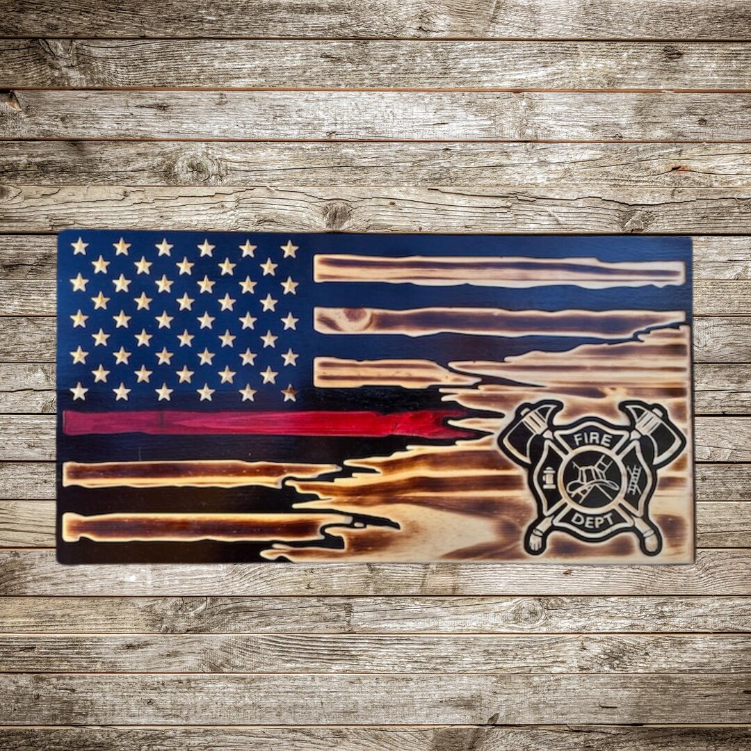 THIN RED LINE Flag, Customize With Your Dept. Logo and Info Rustic ...