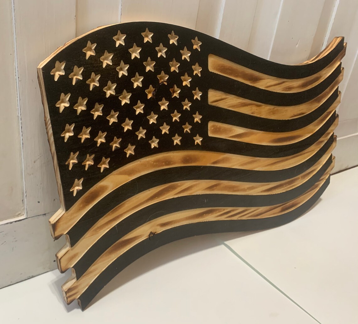 Wooden American Flag Black Wavy Flag US WAVY FLAGS Wavy - Etsy