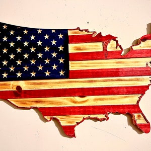 Rustic American Flag, USA SHAPED FLAG, United States Map, Wooden ...