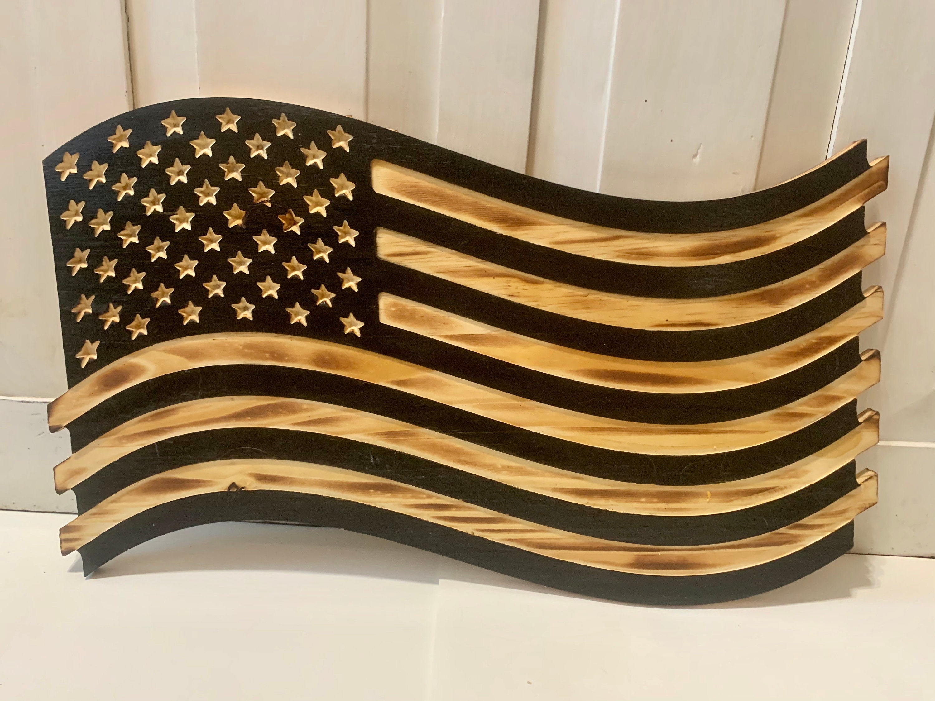 Wooden American Flag Black Wavy Flag US WAVY FLAGS Wavy - Etsy
