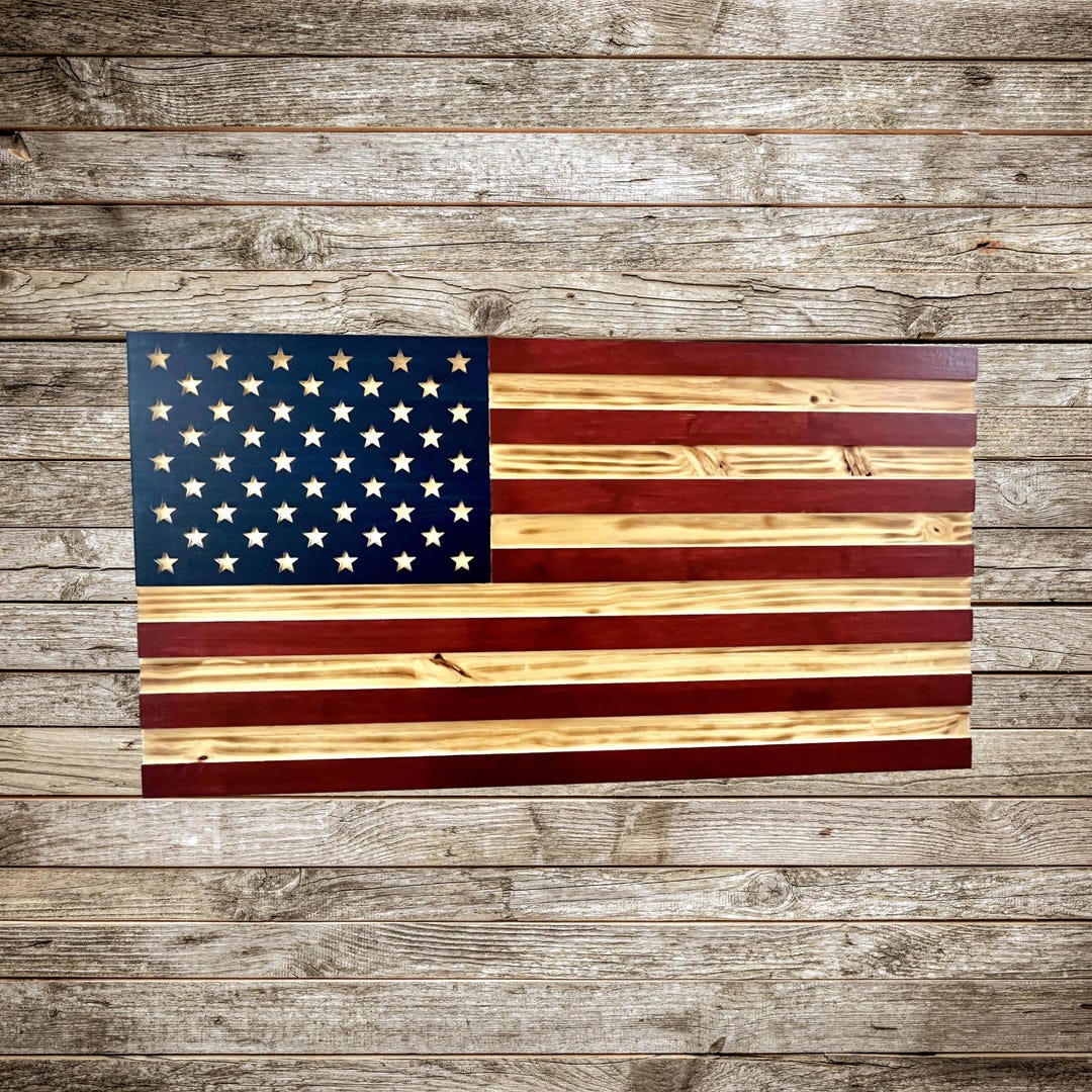 Rustic Wooden American Flag, American Flag, Charred American Flag ...