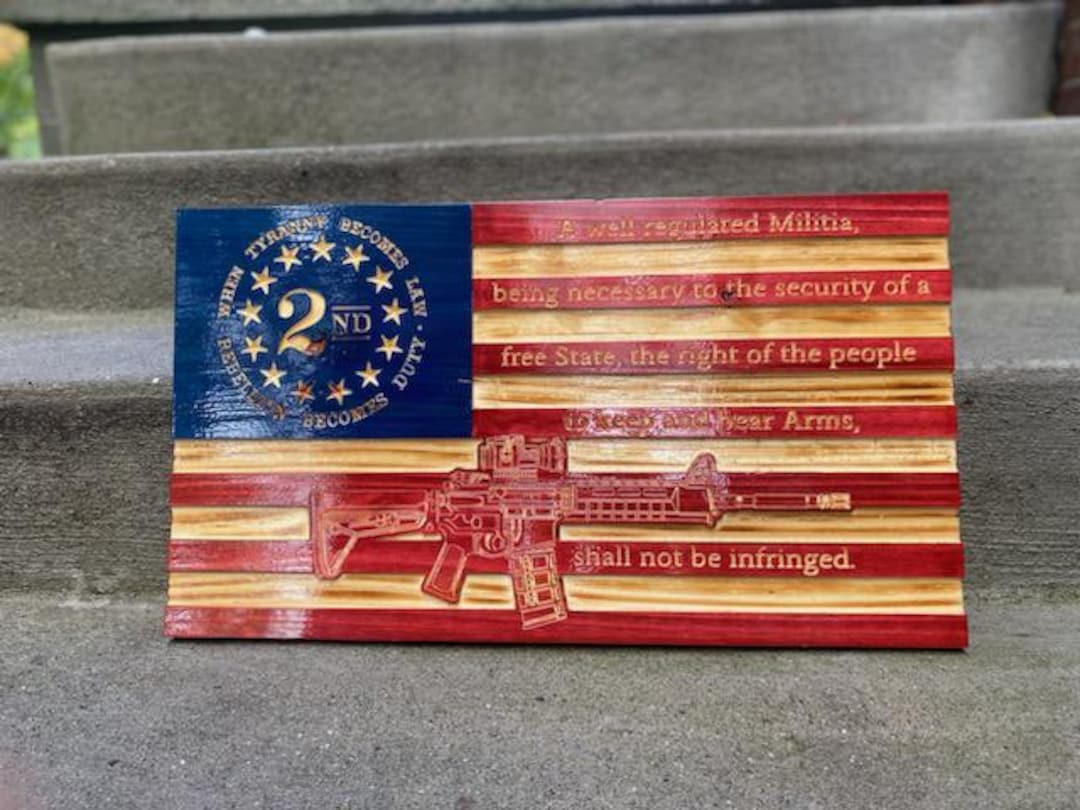 AR-15 2nd Amendment Flag, Rustic American Flag, Wooden American Flag ...