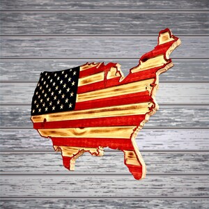 USA SHAPED Flag,rustic American Flag, United States Map, Wooden ...