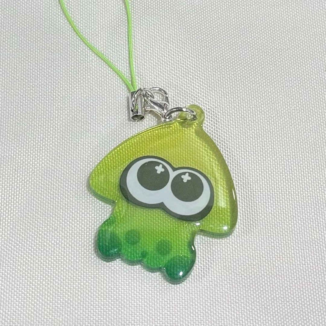 Splatoon Inkling Neon Green Cute Mini Squid Phone Charm - Etsy