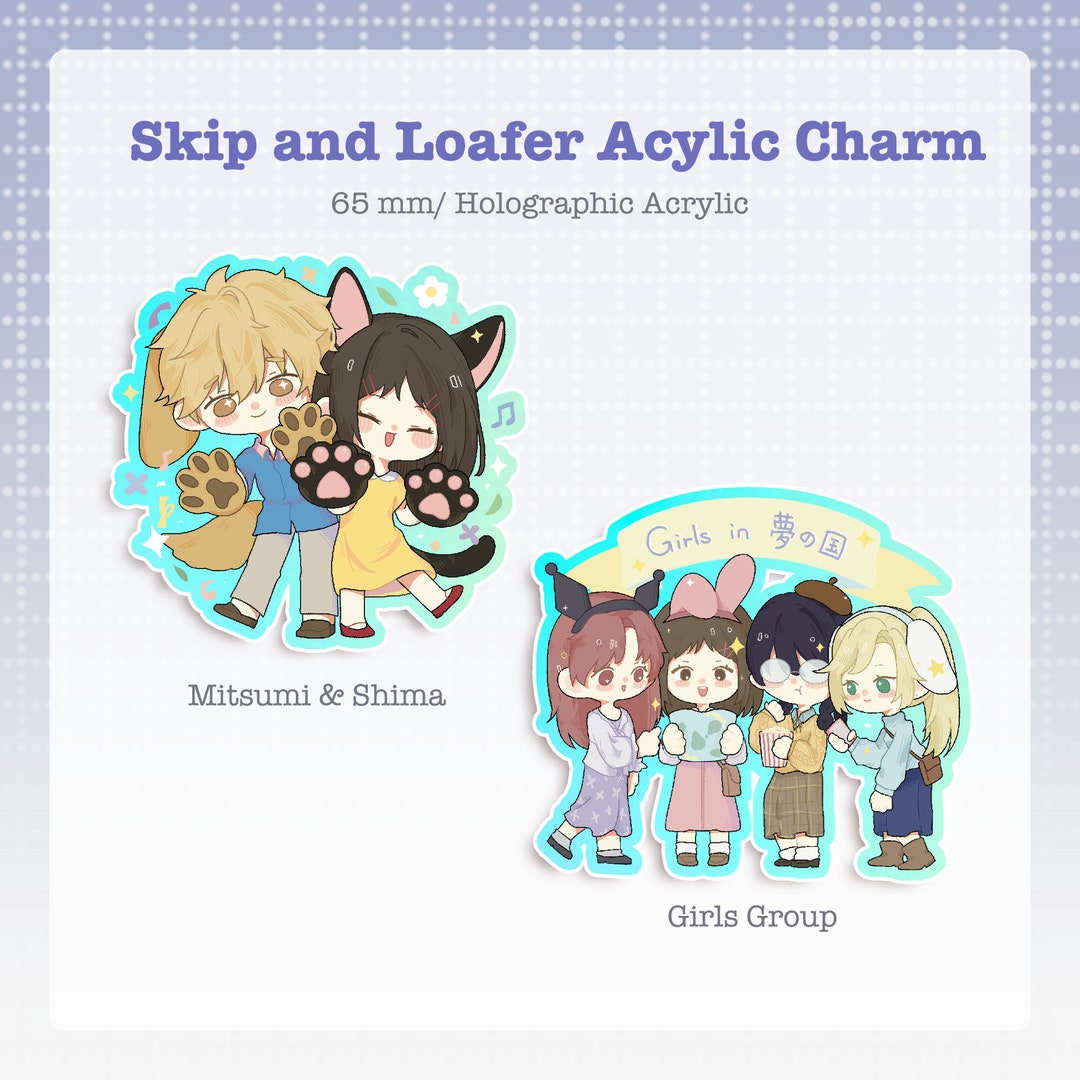 Skip N Loafer Anime Girls and Boy Holographic Keychain Charm - Etsy
