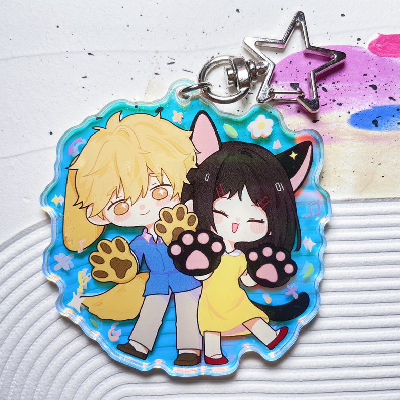 Skip N Loafer Anime Girls and Boy Holographic Keychain Charm - Etsy