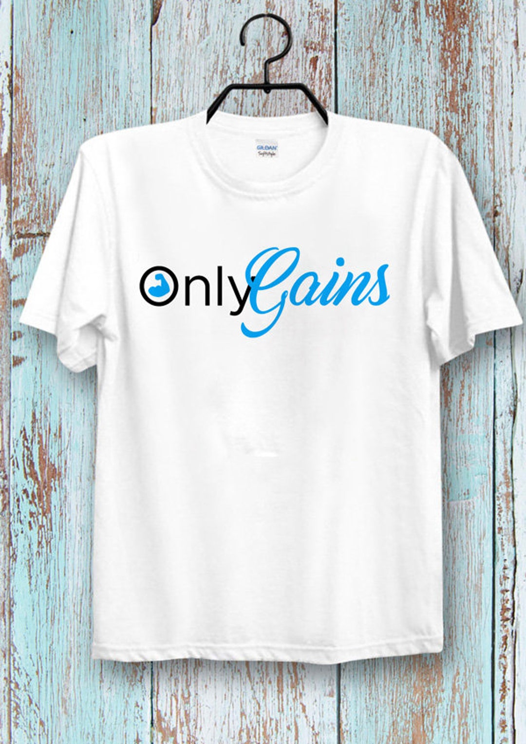 Only Gains GYM T-shirt Fitness Lovers Meme Cool Ideal Tee Top Funny ...