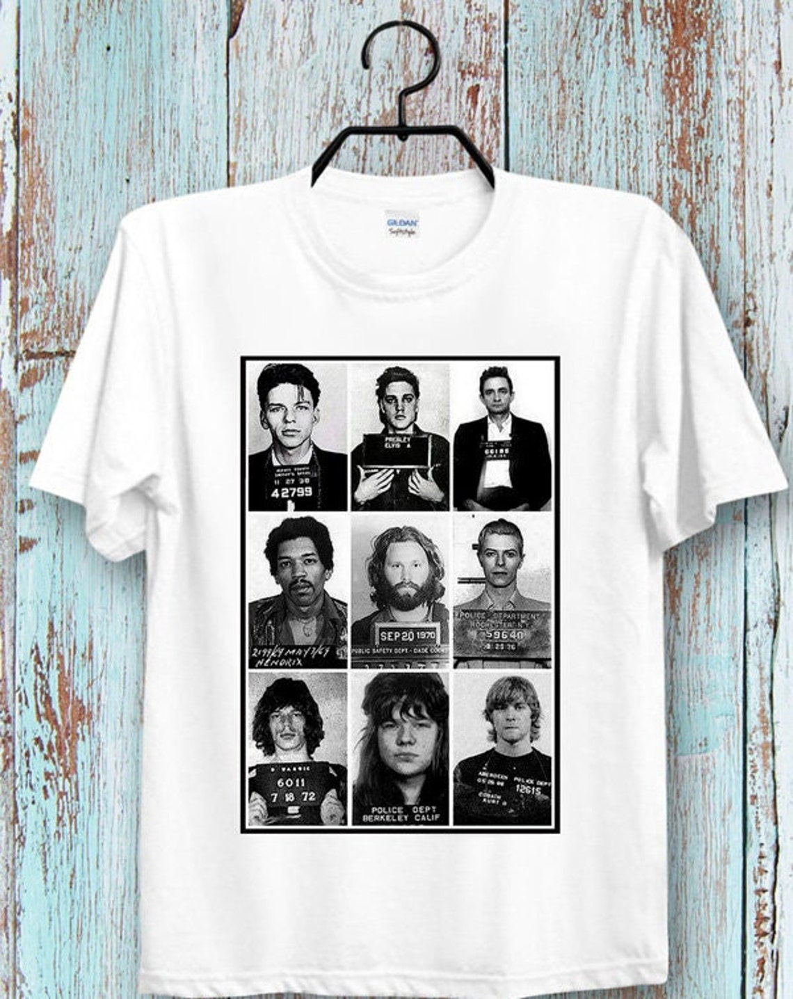 Celebrities Mugshot T Shirt Music Rock Stars Meme Gift Tee Top Super ...