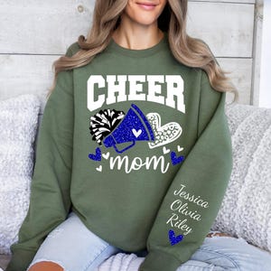 Cheer Mom Royal Blue Sweatshirt and Hoodie, Faux Glitter Cheerleader ...
