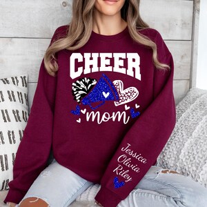 Cheer Mom Royal Blue Sweatshirt and Hoodie, Faux Glitter Cheerleader ...