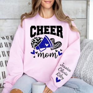 Cheer Mom Royal Blue Sweatshirt and Hoodie, Faux Glitter Cheerleader ...
