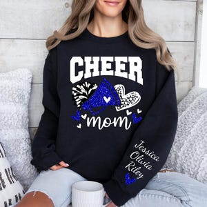 Cheer Mom Royal Blue Sweatshirt and Hoodie, Faux Glitter Cheerleader ...