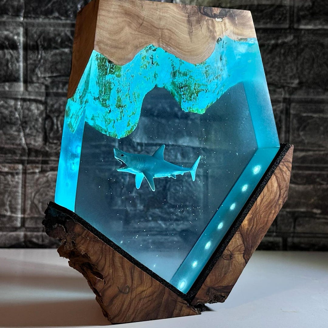 Shark Epoxy Lamp, Resin Night Lamp, Ocean Epoxy Lamp, Table Lamp ...