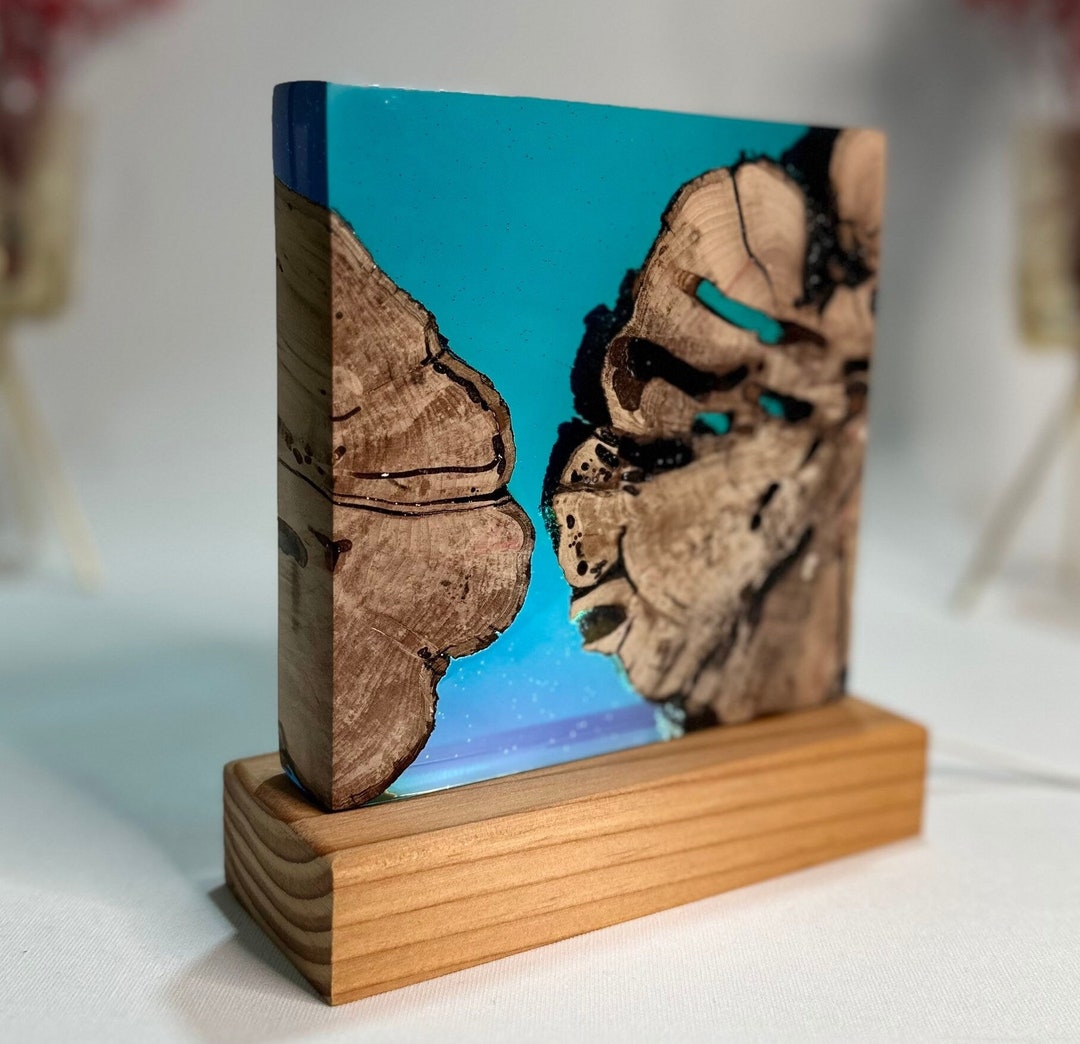 River Epoxy Resin Lamp, Resin Night Light, Decorative Epoxy Lamp - Etsy