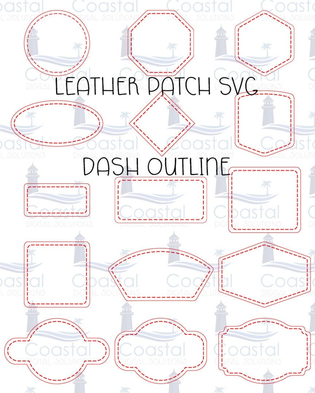 Dash Outline SVG Collection 15 Unique Hat Patches Percision Laser-cut ...