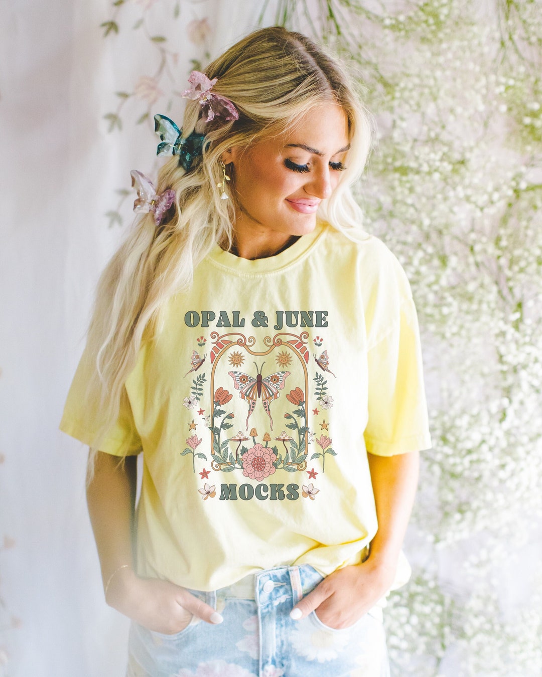 Butter Shirt Mockup: Photo of Model Wearing Butter Comfort Colors® 1717 ...