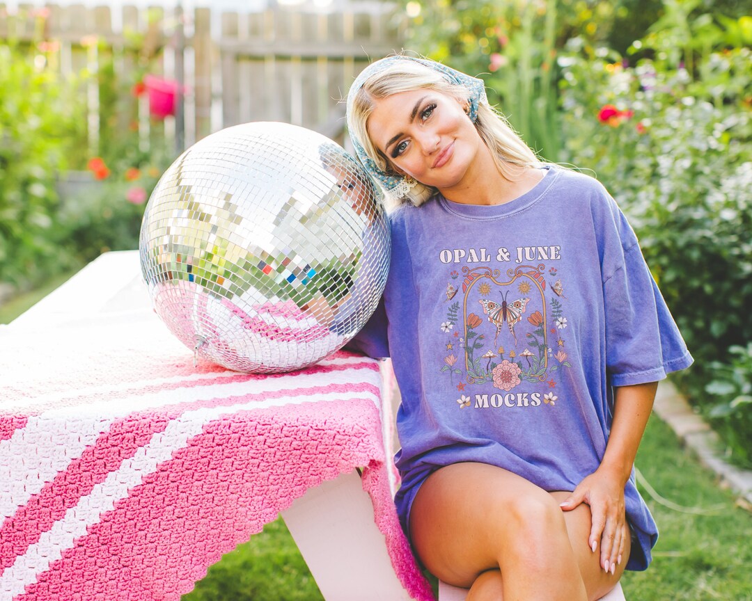 Grape Shirt Mockup in Garden: Colorful Photo of Model Wearing Grape ...