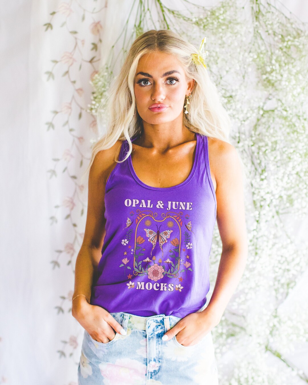 Purple Tank Top Mockup Photo Of Model Wearing Purple Next Level 1533