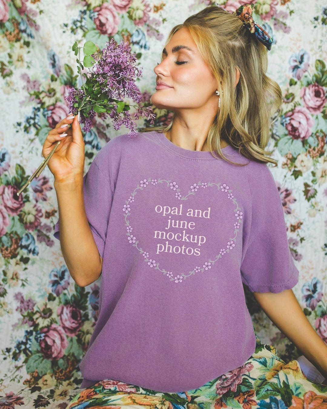 Berry Shirt Mockup: Colorful Photo of Model Wearing Berry Comfort ...
