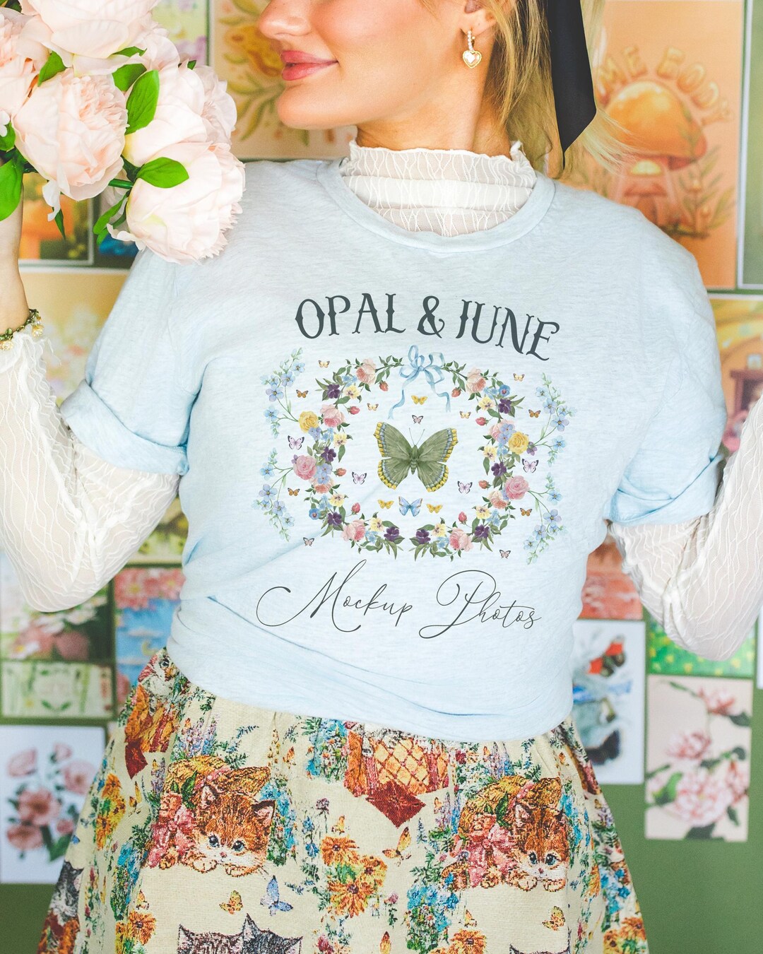 Heather Ice Blue Tee Shirt Mockup: Colorful Photo of Heather Ice Blue ...