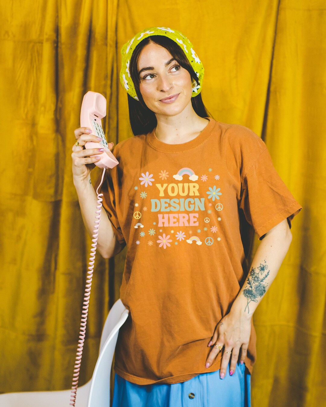 Yam Tee Shirt Mockup: Photo of Model Wearing Comfort Colors® 1717 Tee ...