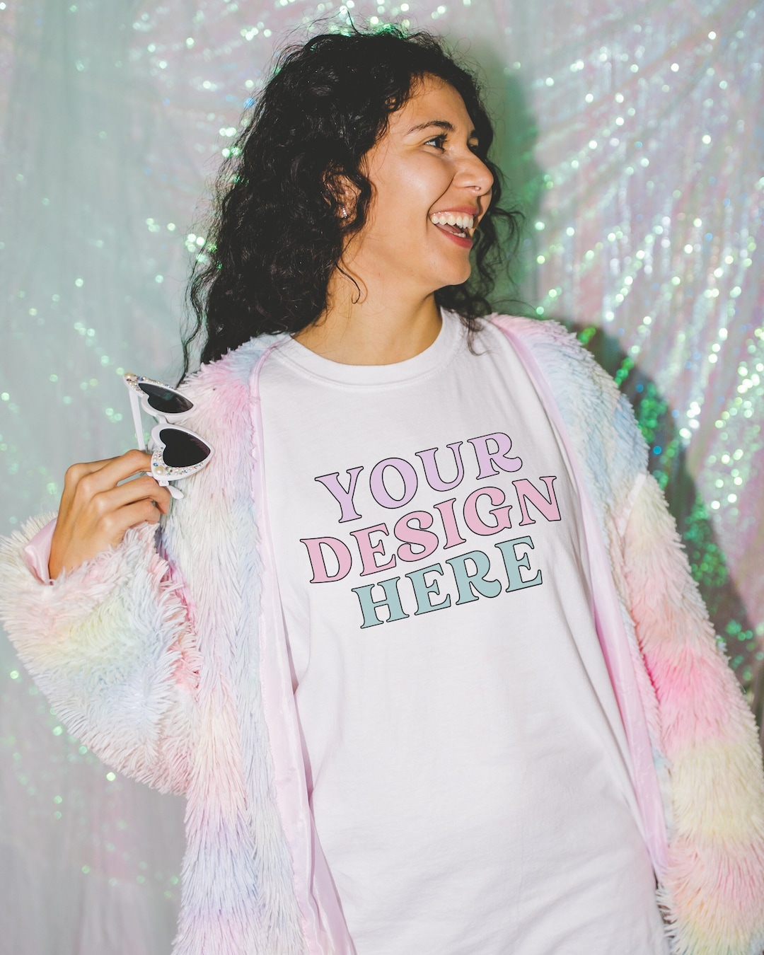 Trendy Aesthetic Mockup of White Tee Shirt: Photo of Model Wearing ...