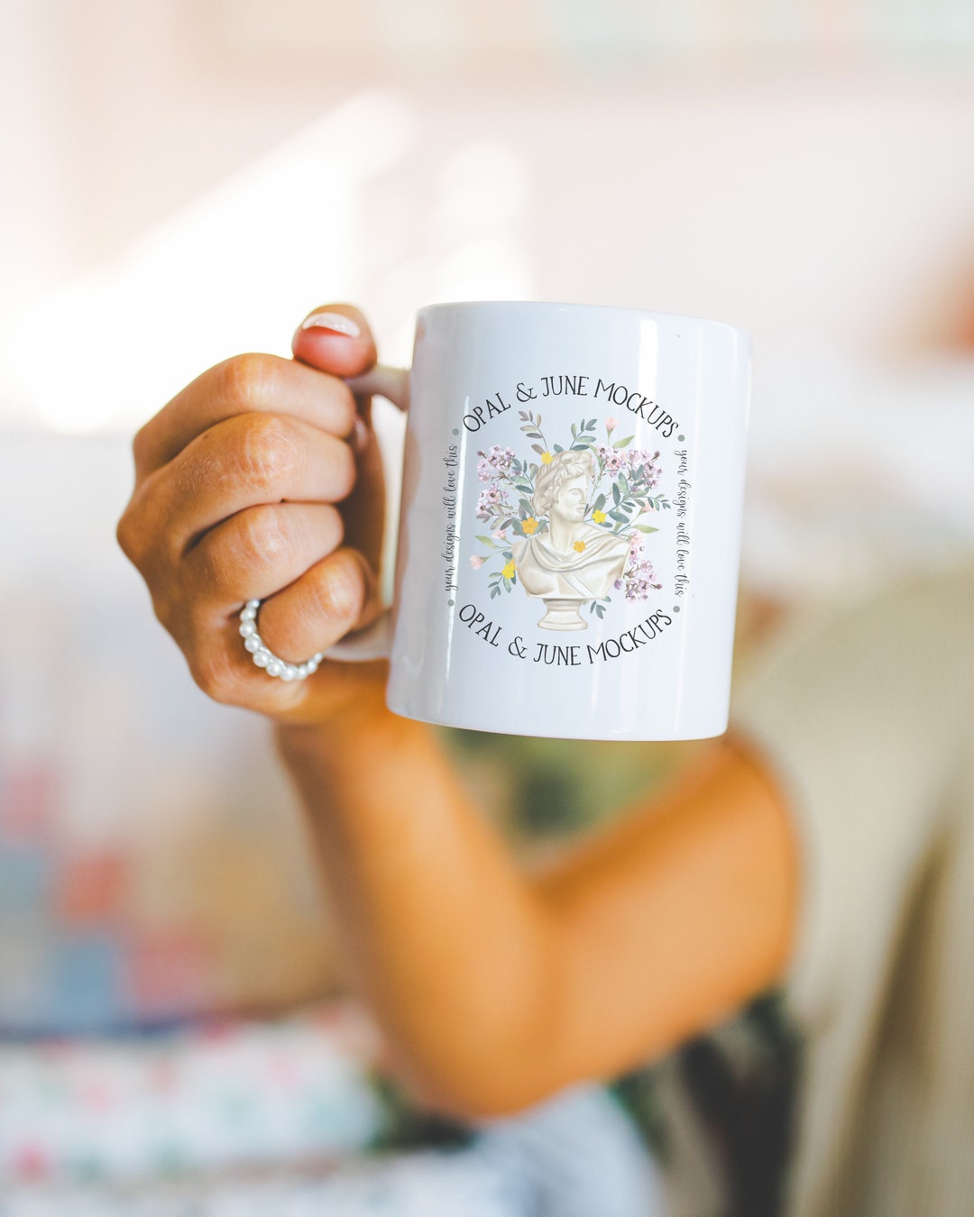 11 Oz Mug Mockup: Colorful Photo of Model Holding Blank White 11 Oz ...