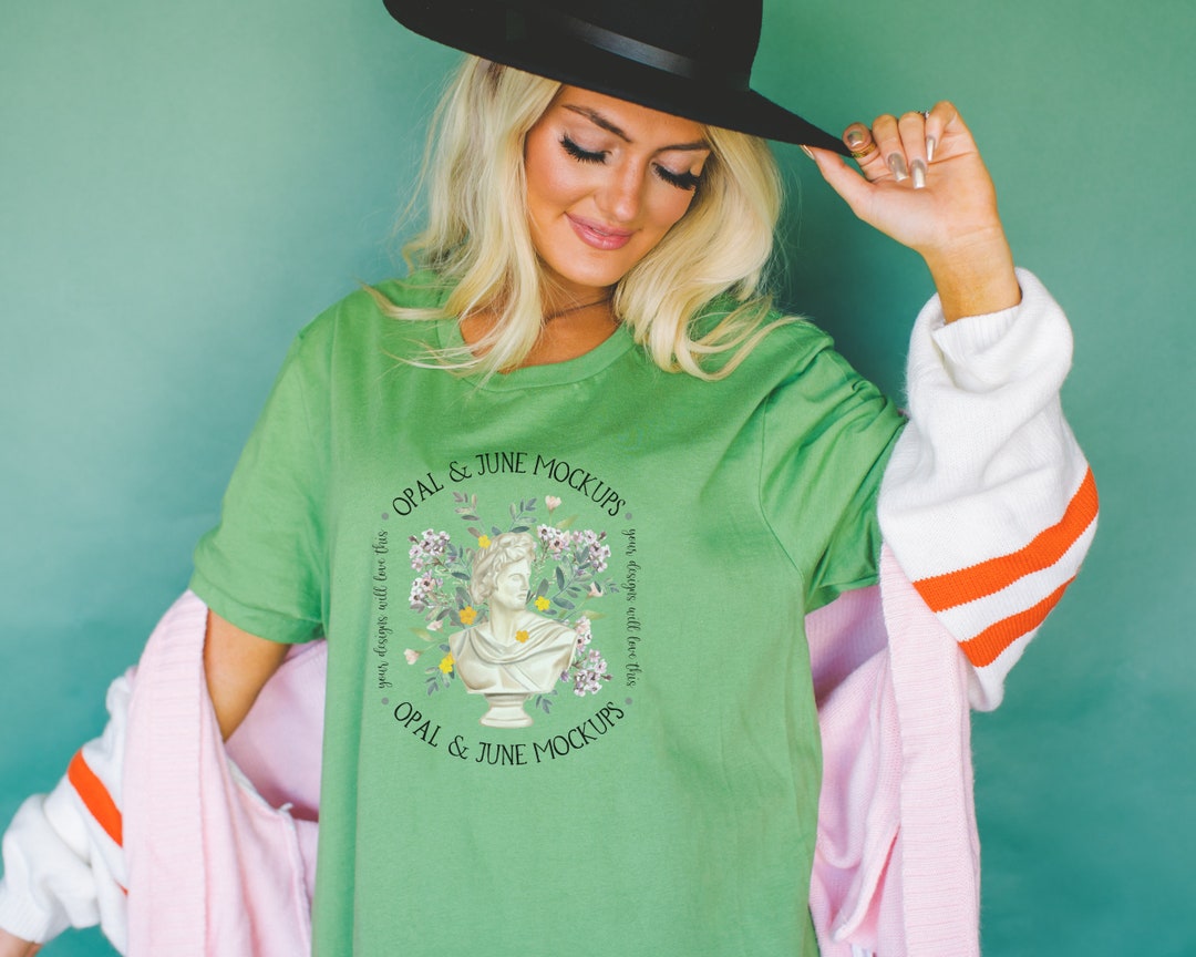 Peppy and Colorful Mockup of Green Tee Shirt: Bella Canvas 3001 Tee in ...
