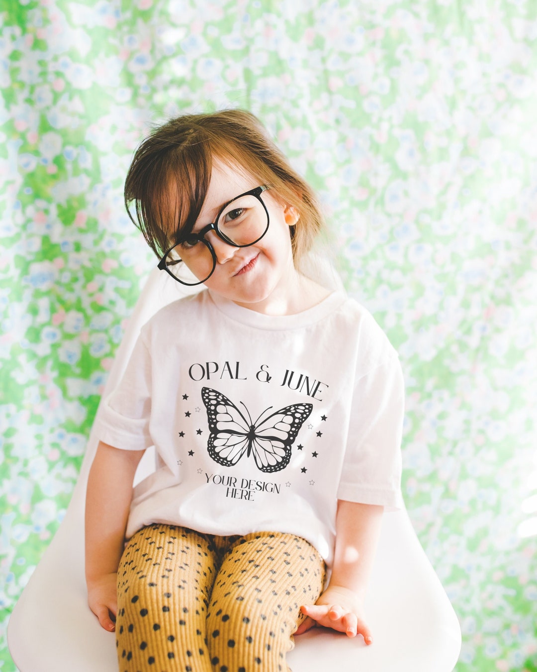 Kids White Tee Shirt Mockup for Spring or Summer: Photo of Model ...