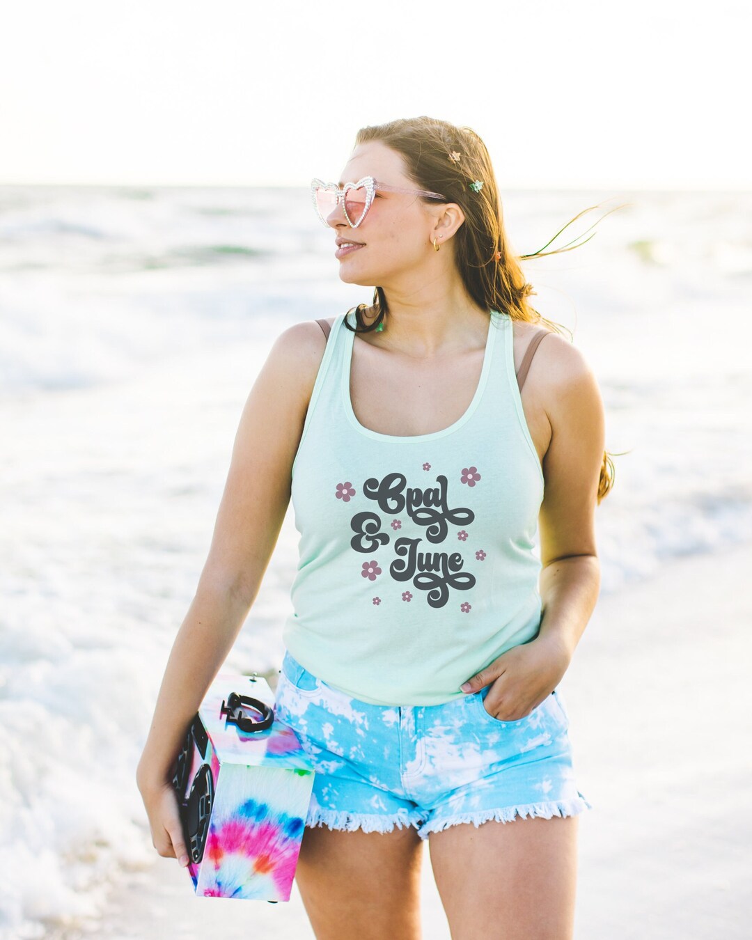 Mint Tank Top Mockup: Photo of Model Wearing Mint Next Level 1533 ...