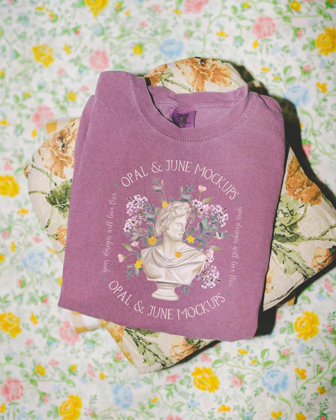 Berry Shirt Mockup: Colorful Photograph of Berry Comfort Colors 1717 T ...