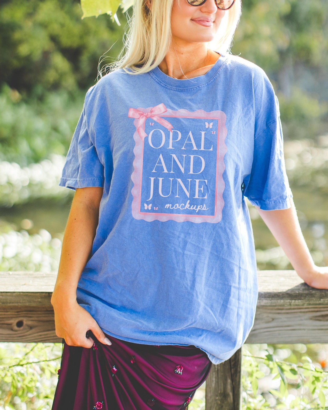 Periwinkle Shirt Mockup: Colorful Photo of Model Wearing Periwinkle ...