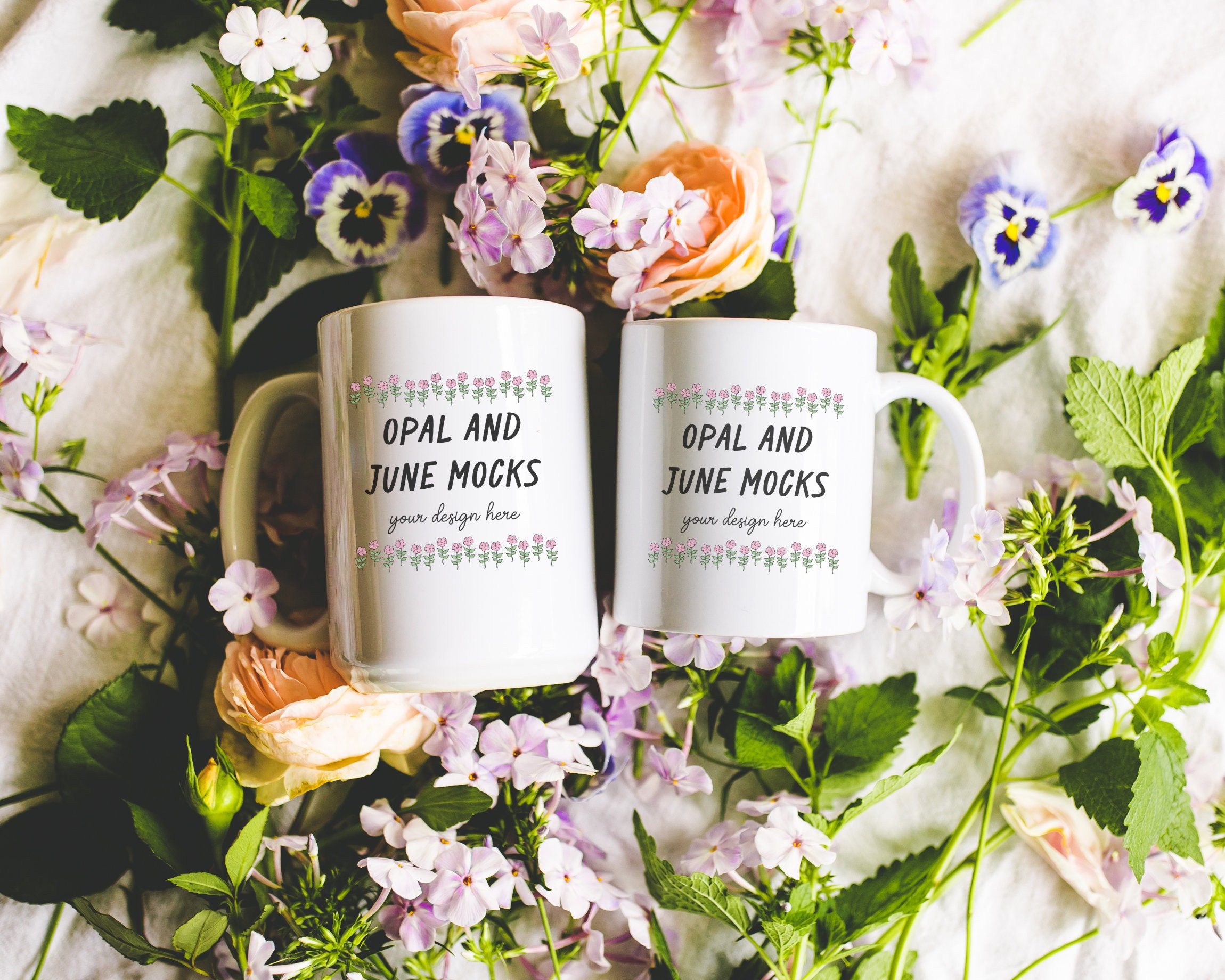 Mockup of Two Coffee Mugs: Photo of 15 Oz and 11 Oz Blank White Coffee ...