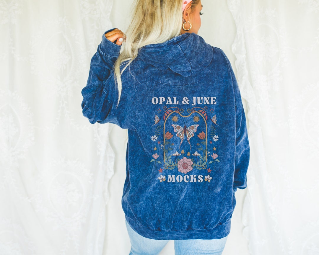 Mineral Navy Back of Hoodie Mockup: Photo of Model Wearing Navy ...