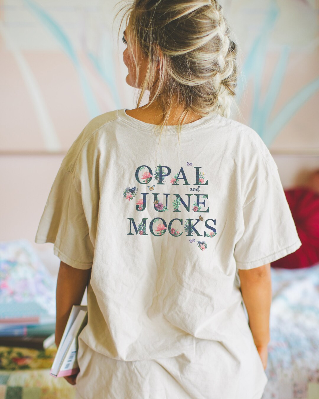 Sand Back of Shirt Mockup: Photo of Model Wearing Sand Gildan 5000 Tee ...