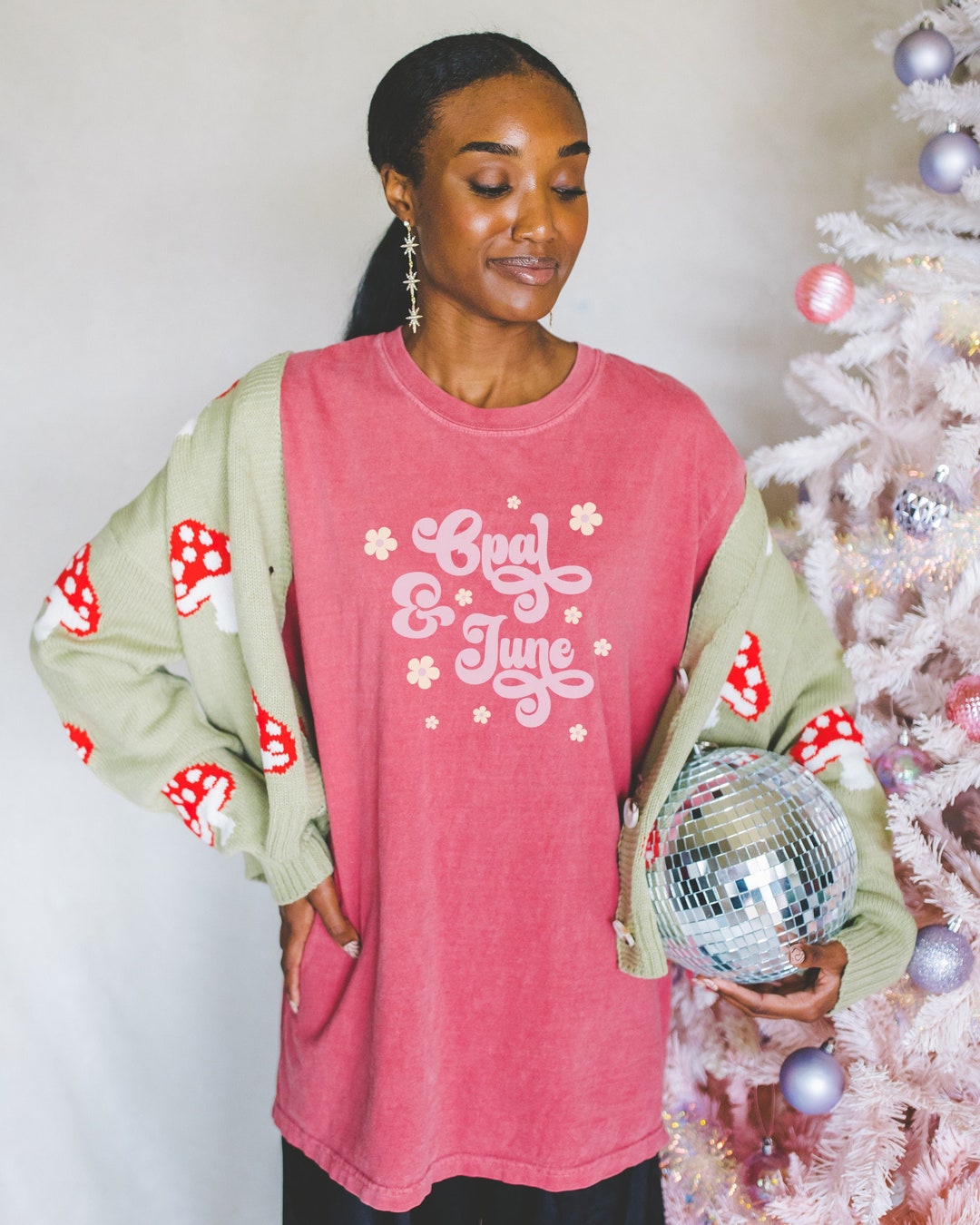 Crimson Shirt Mockup for Christmas: Photo of Model Wearing Crimson ...