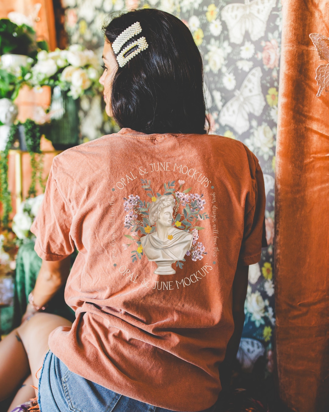 Yam Back of Shirt Mockup: Photo of Model Wearing Yam Comfort Colors ...