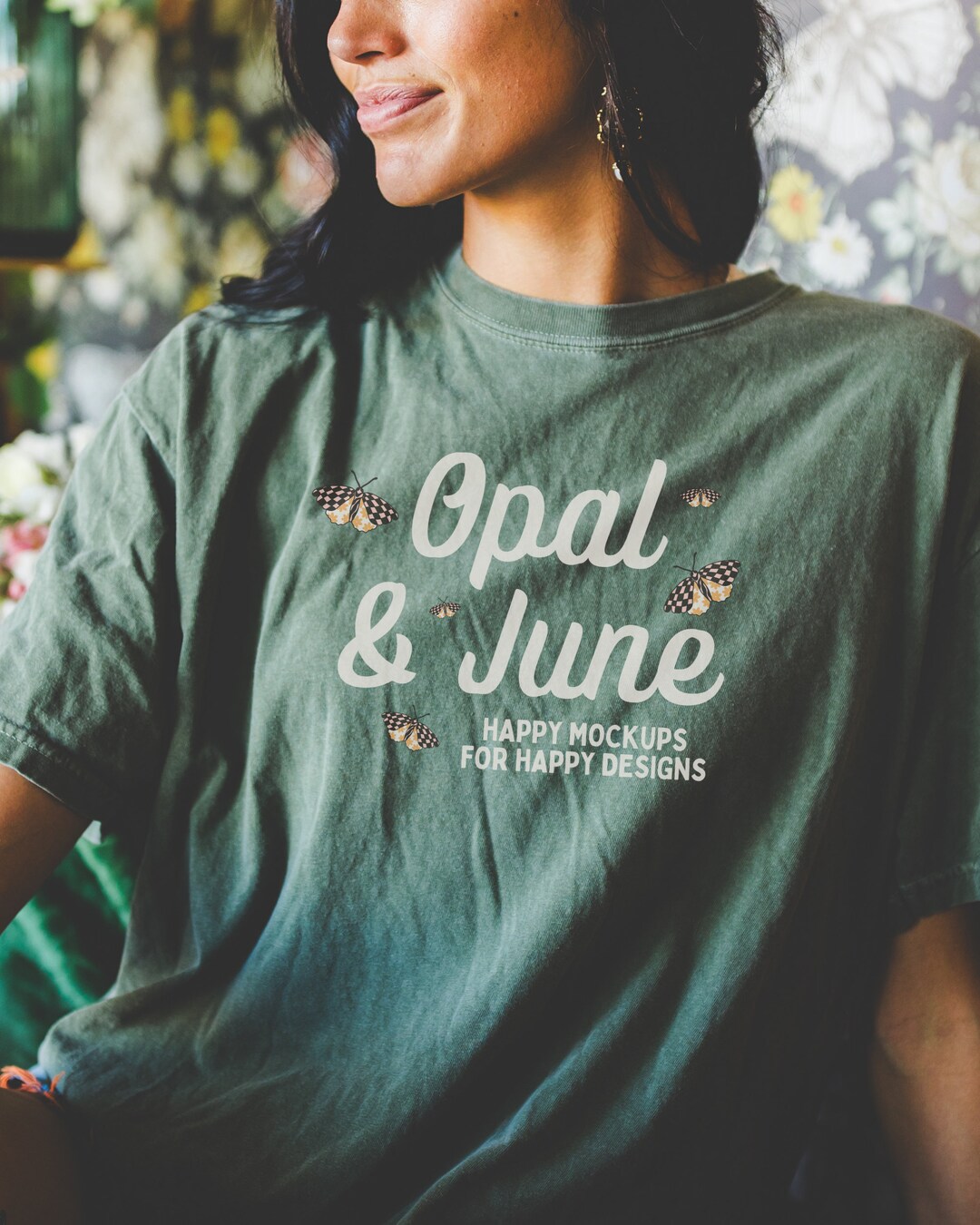 Hemp Tee Shirt Mockup: Colorful Photo of Model Wearing Hemp Comfort ...