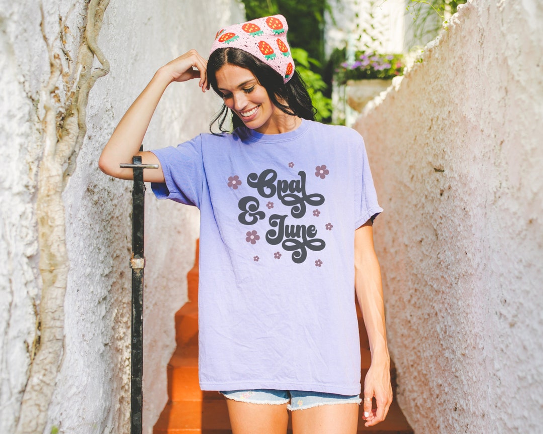 Violet Shirt Mockup: Photo of Model Wearing Violet Comfort Colors® 1717 ...