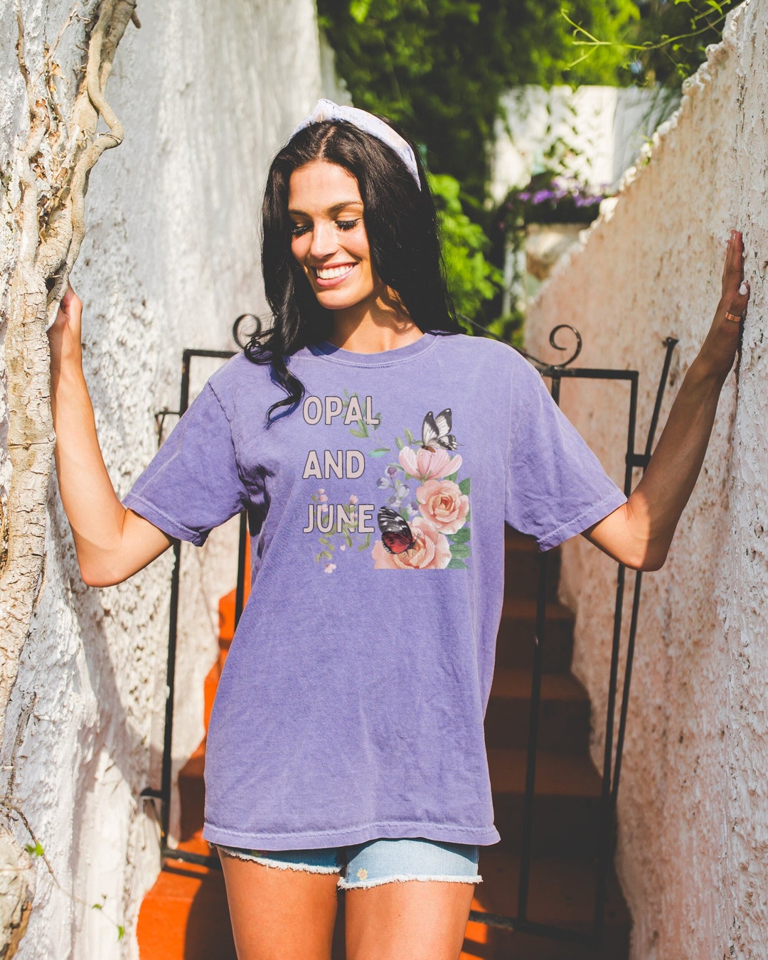Grape Shirt Mockup: Cute Colorful Photo of Model Wearing Grape Comfort ...