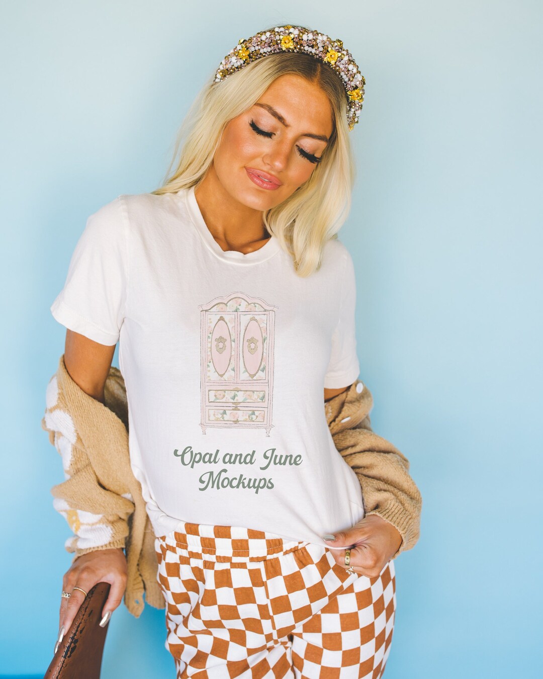 Mockup of Natural Tee Shirt: Bella Canvas 3001 | T-shirt Mockup of ...