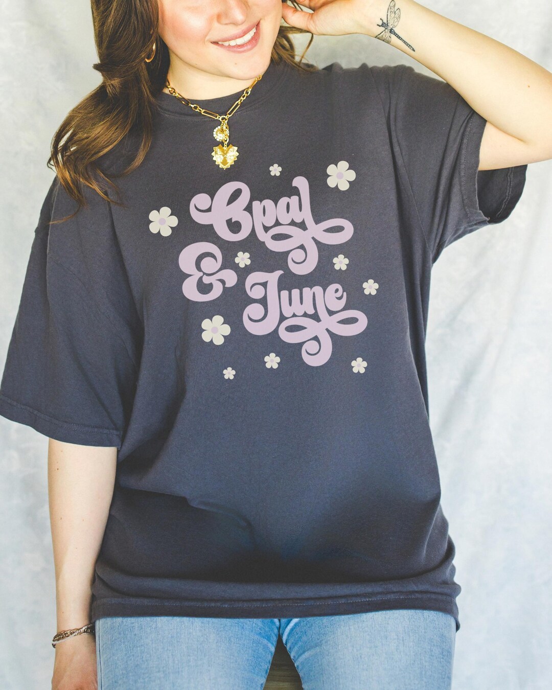 Graphite Shirt Mockup: Photo of Model Wearing Graphite Comfort Colors ...