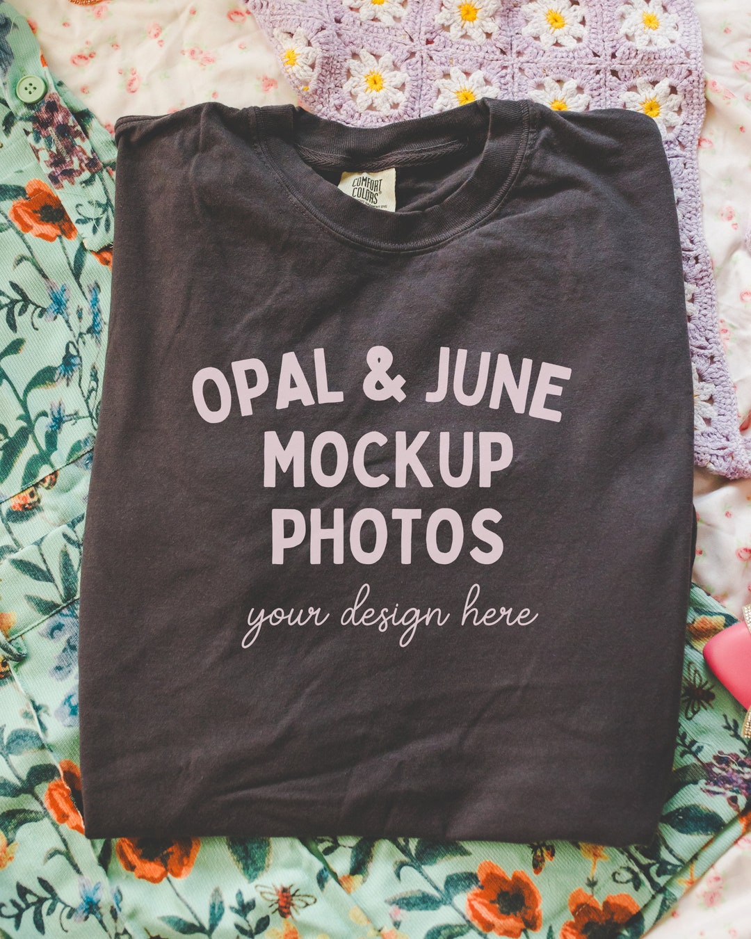 Graphite Shirt Mockup: Colorful Photo of Graphite Comfort Colors® 1717 ...