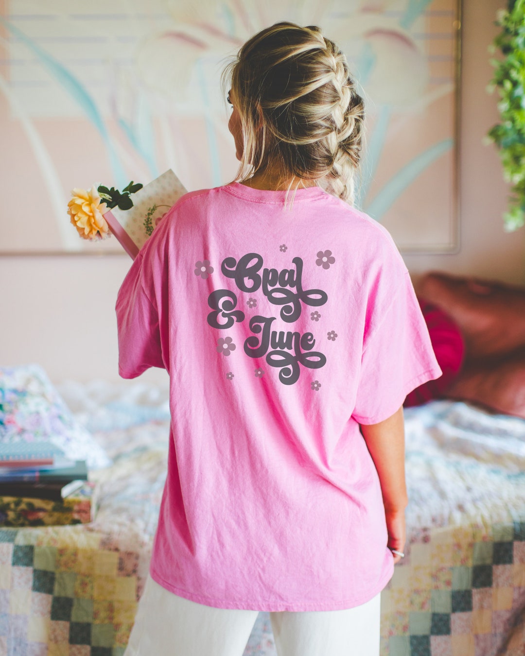 Azalea Back of Shirt Mockup: Photo of Model Wearing Azalea Gildan 2000 ...