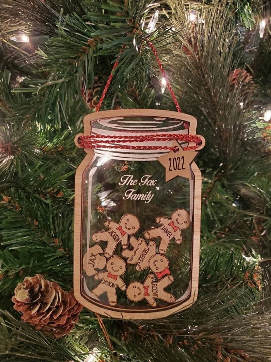 Personalized Gingerbread Mason Jar Family Ornament - Etsy