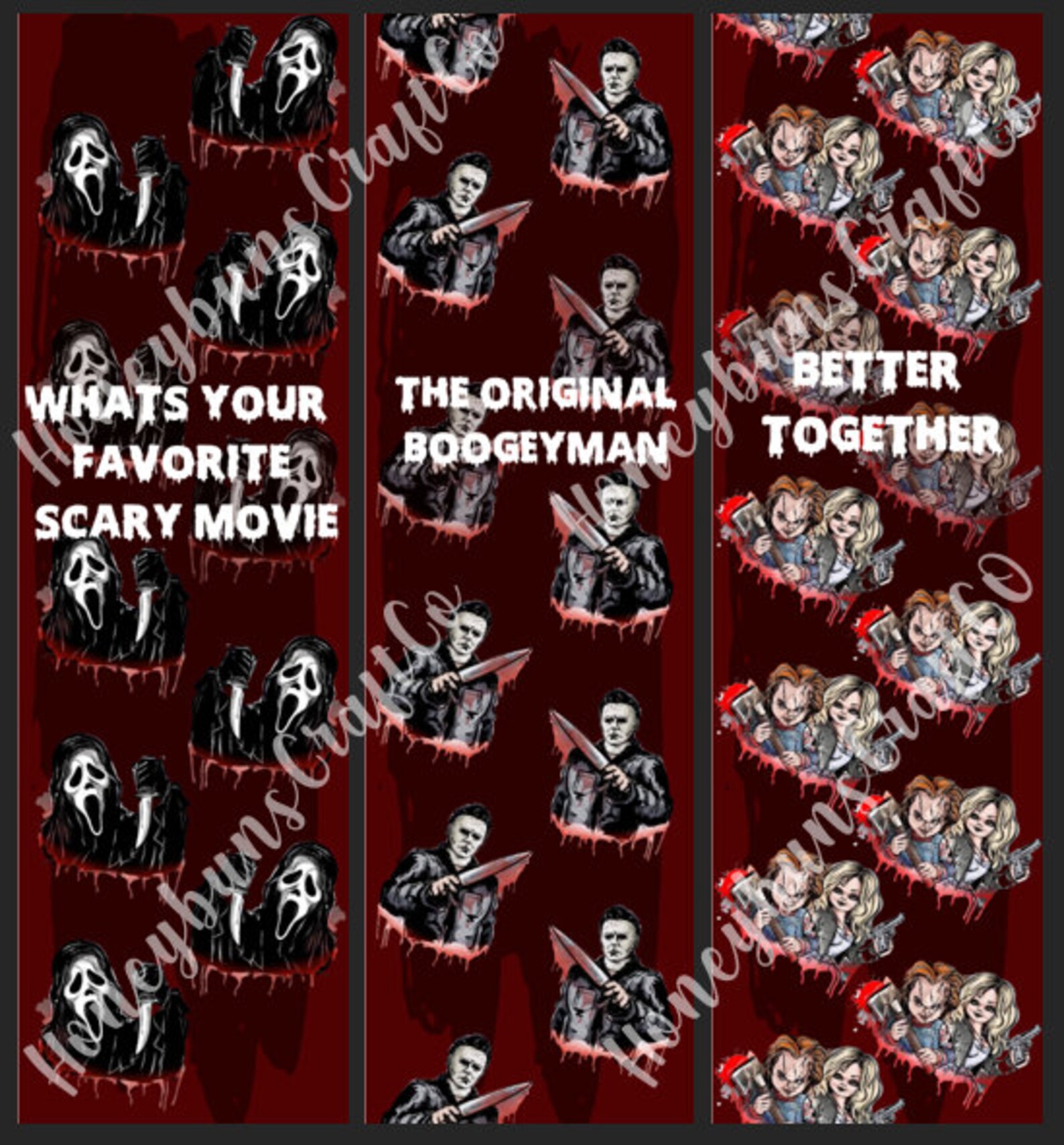 Horror/halloween Pen Wrap Set PNG, Epoxy Pen Wrap, Sublimation Pen Wrap ...