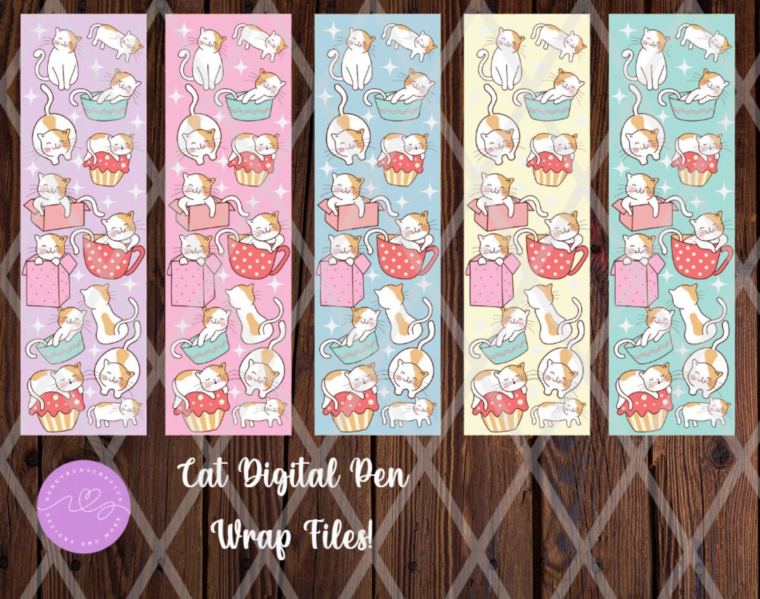 Kitty Cat Pen Wraps PNG, Epoxy Pen Wrap, Waterslide Pen Wrap ...