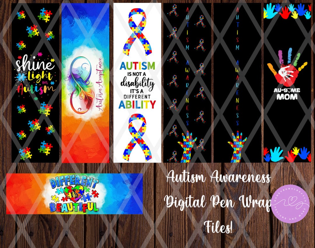 Autism Awareness Pen Wrap Set PNG, Epoxy Pen Wrap, Sublimation Pen Wrap ...